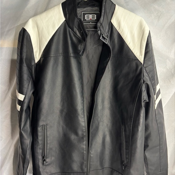 Benjamin Black | Jackets & Coats | Black And White Leather Bomber ...
